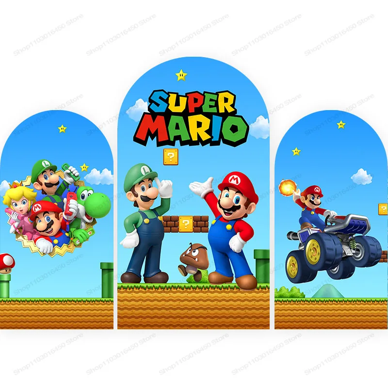 Super Mario Brothers Arch Backdrop Kids Birthday Party Decoration Boys ...