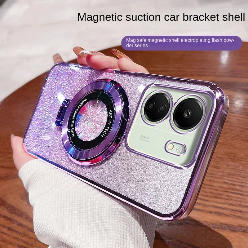 For Xiaomi POCO C65 Case Soft Bling Glitter Ring Magnetic Slim ...