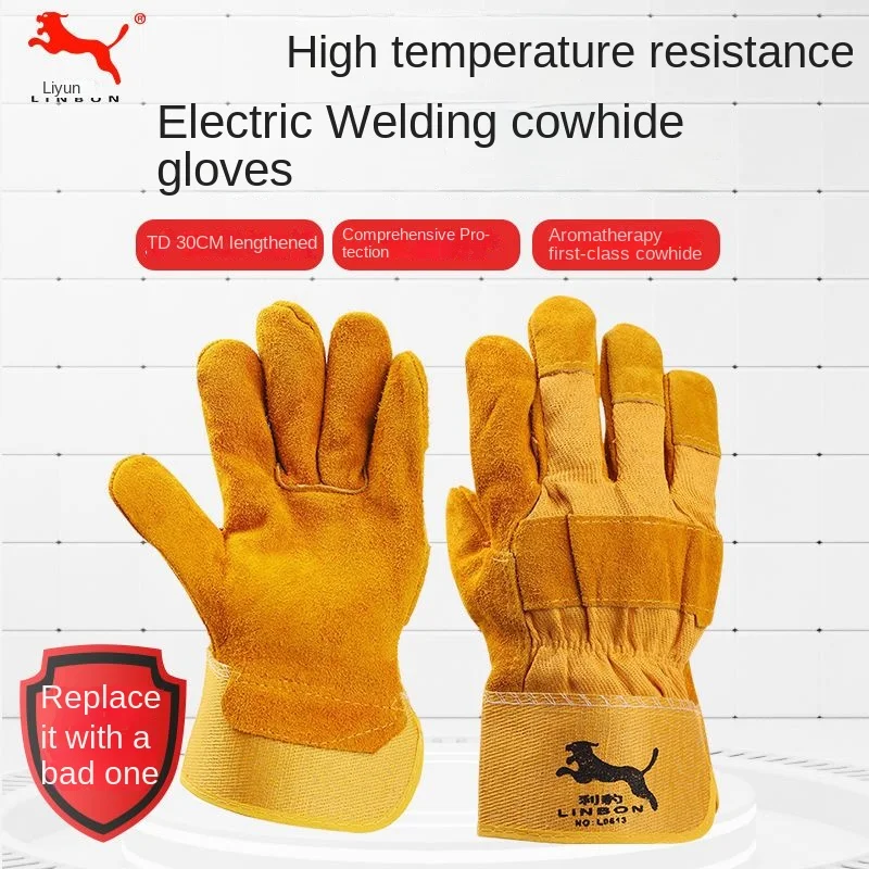 LINBON Men Work Gloves Soft Cowhide Driver Hunting Driving Farm Garden ...