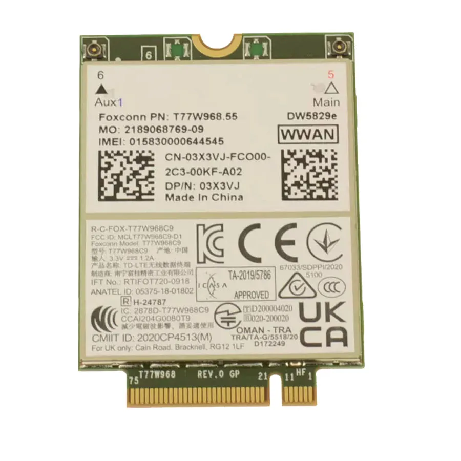 T77W968-DW5829e-Snapdragon-X20-LTE-4G-wwan-Card-D172249-3X3VJ-for-Dell ...