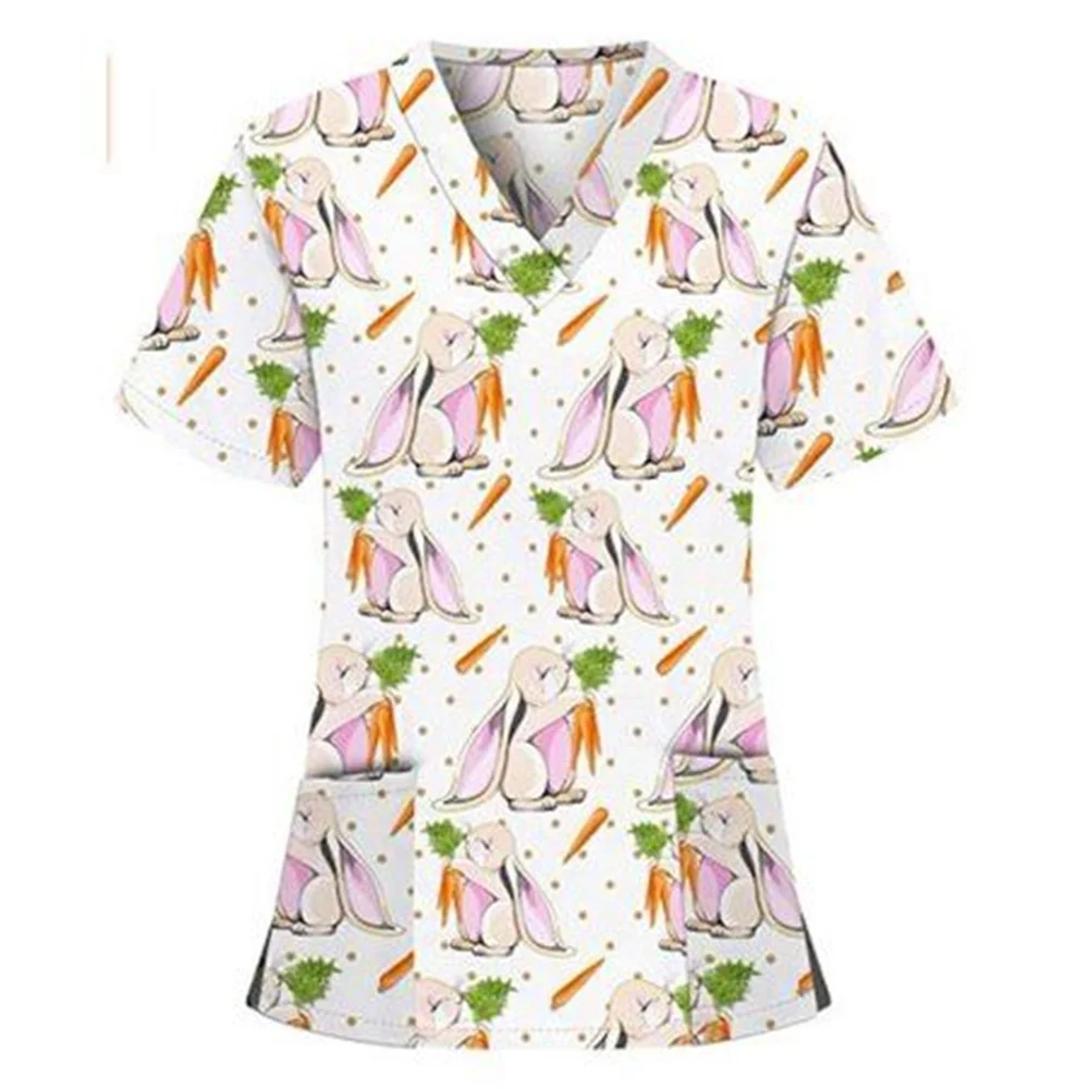 2023-Spa-Uniforms-Unisex-Print-V-Neck-Pet-Grooming-Agency-Scrub-Tops ...