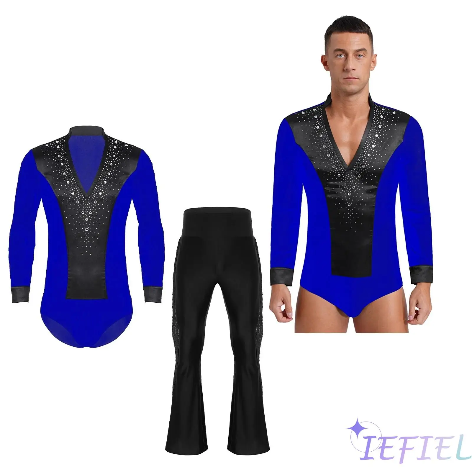 Traje de baile de dos piezas para hombre, para Salsa, Tango, patinaje ...