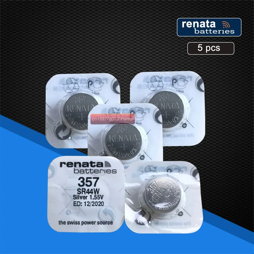 5 팩 100% 오리지널 Renata 357 긴 지속 SR44W SR44 LR44 A76 L1154 SR44 357A AG13 스위스 제 시계 배터리|단추 배터리 ...