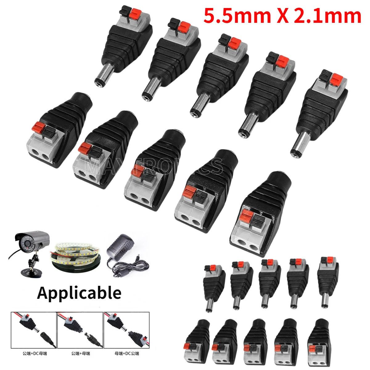 5-10-20pairs-5-5mm-X-2-1mm-DC-Power-Connector-Plug-Male-Female-DC ...