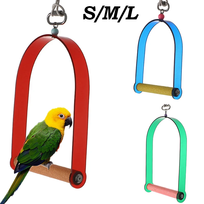 Cool-Bird-Parrot-Swing-Toy-Acrylic-Bird-Perch-Stand-Playstand-Hanging ...