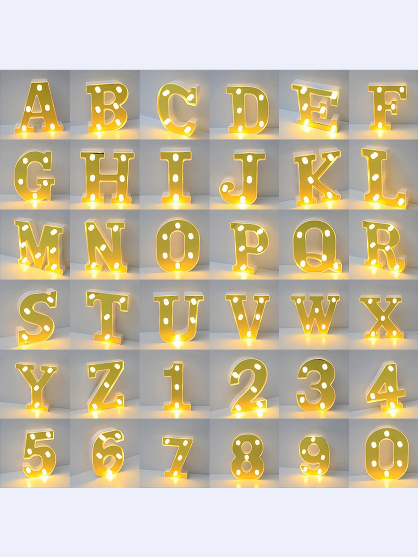 1Pc White Luminous 26 English Led Letter Night Light Alphabet Number ...
