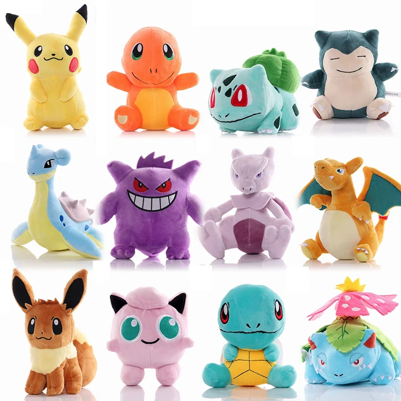 Juguete de Peluche Kawaii de Pikachu, Charmander, Squirtle, Bulbasaur ...