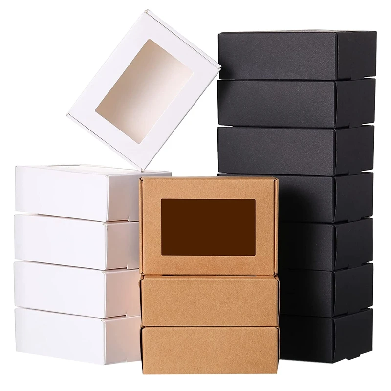 30-Pcs-Mini-Kraft-Paper-Box-with-Window-Present-Packaging-Box-Treat-Box ...