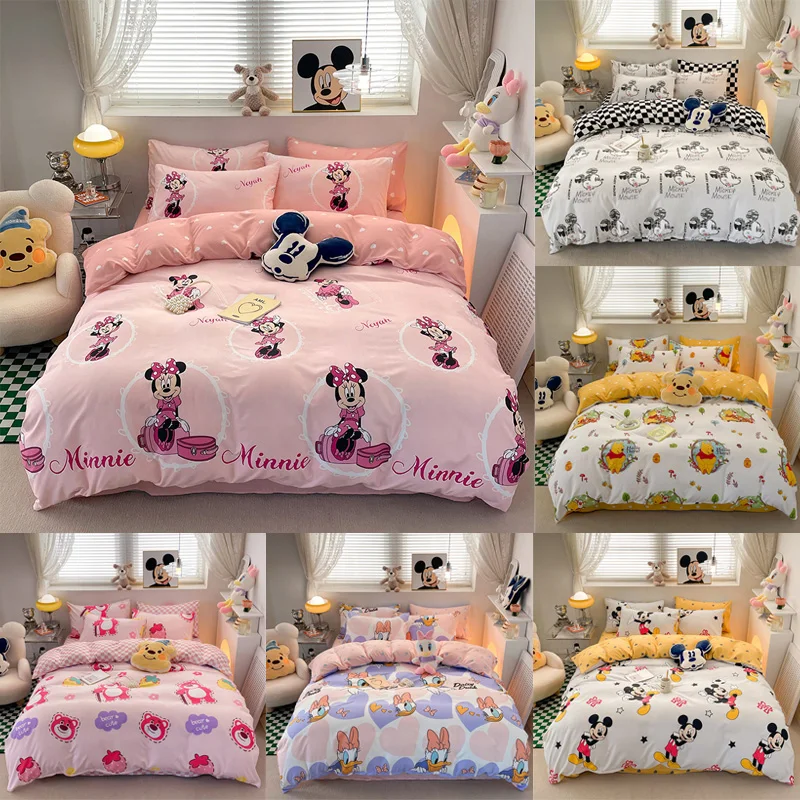 4-piece-Set-Disney-Bedding-Set-Kawaii-Mickey-Minnie-Lotso-Daisy-Double ...