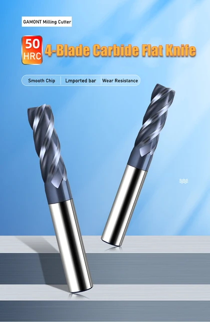YIFINO HRC50 Tungsten Steel End Mill 4-Blade Flat Bottomed Knife Nano ...