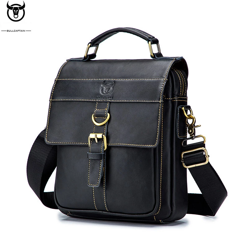 Bullcaptain-Cowhide-Leather-Men-Shoulder-Bags-Casual-Business-Briefcase ...