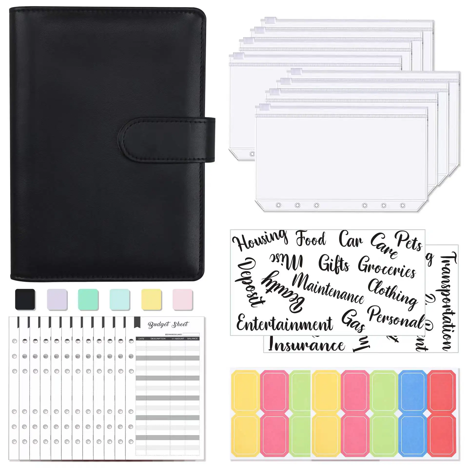 A6-Budget-Binder-Cover-with-Zipper-Envelopes-for-Money-Expense-Saving ...