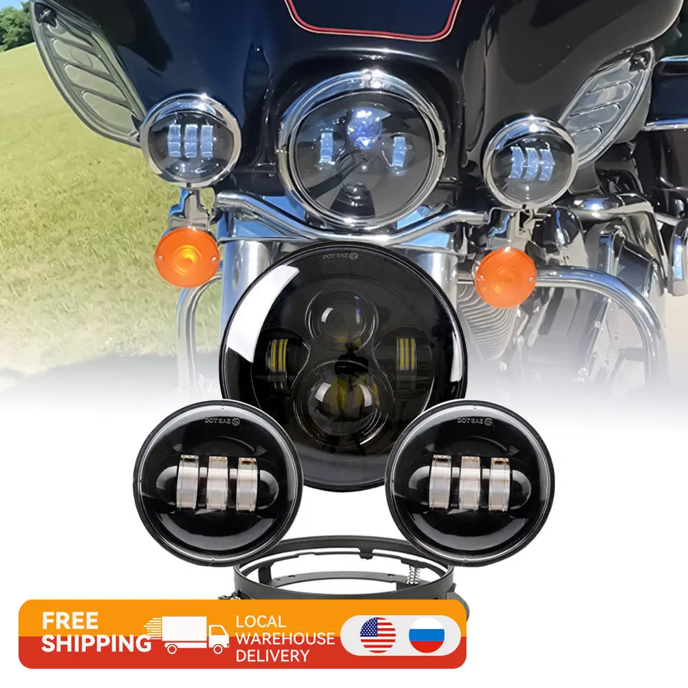 7inch-LED-Headlight-4-5inch-Fog-Lights-for-Harley-Davidson-Touring-Road ...