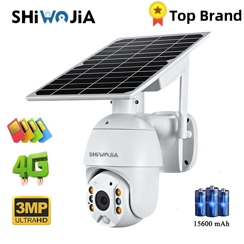 Shiwojia Camera 4g Sim Card 1080p Hd Solar Panel Outdoor Monitoring ...