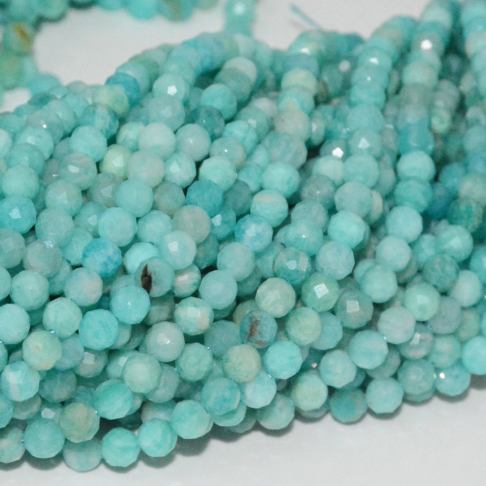 Natural Simple Quality Peru Amazonite Faceted Round Beads 4mm-4.2mm ...