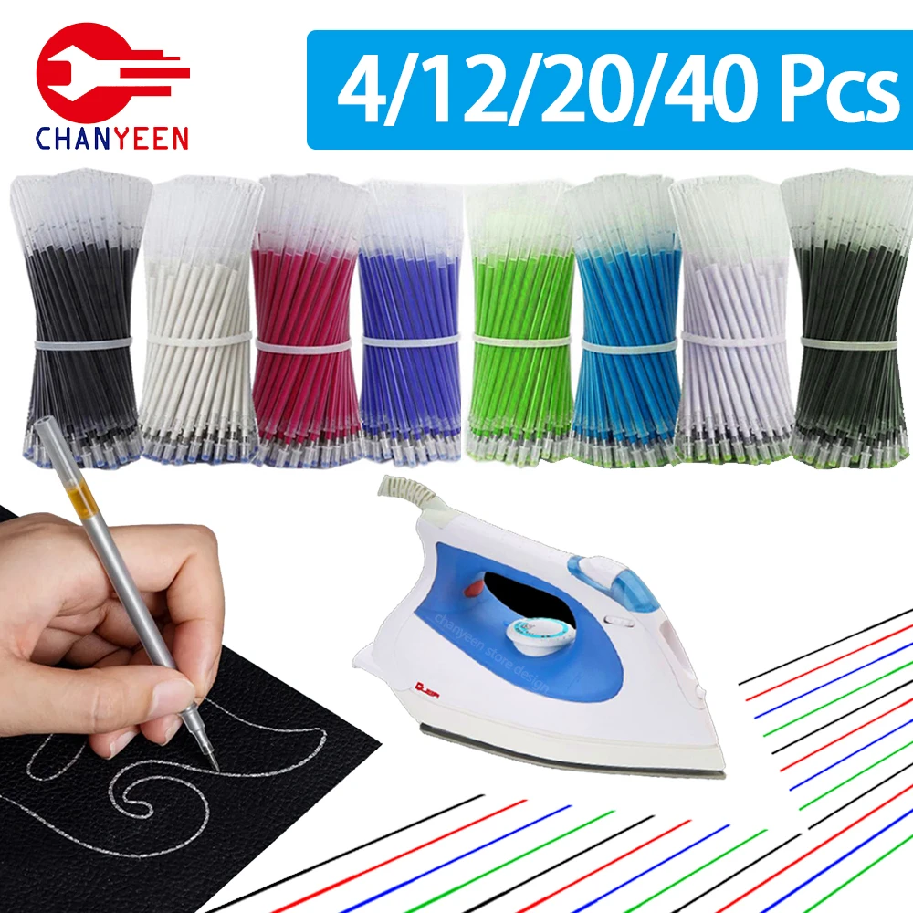 4-40Pcs High Temperature Disappearing Fabric Marker Pen Erasable Refill ...