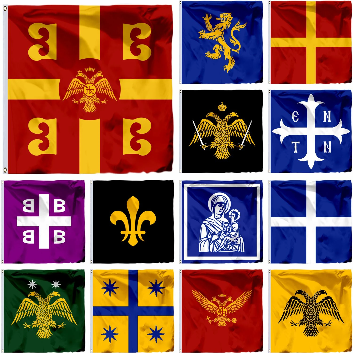 Byzantine Empire Or Eatern Roman Flag 4x4ft 14th Century Square ...