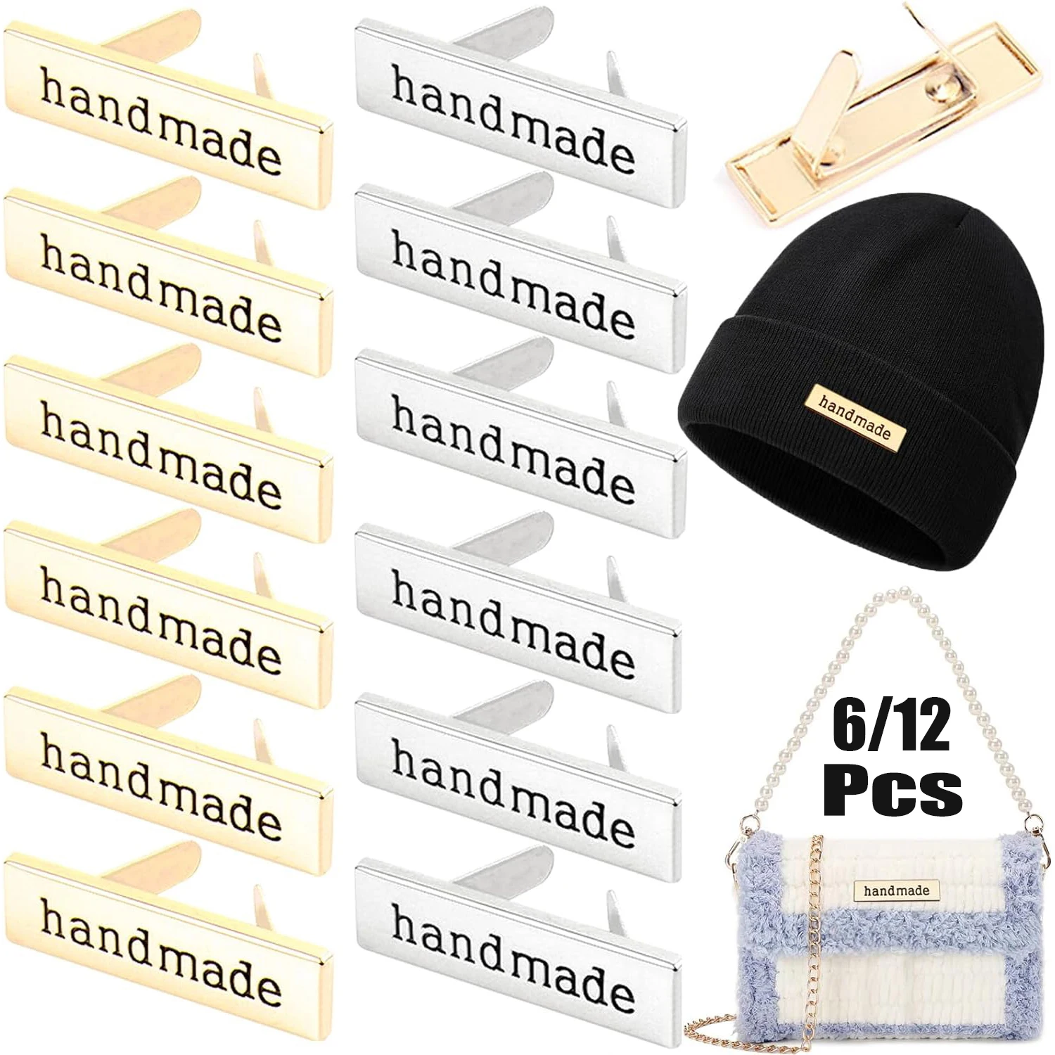 6/12PCS Handmade Metal Labels Rectangle Alloy Tags for Clothes Jeans ...