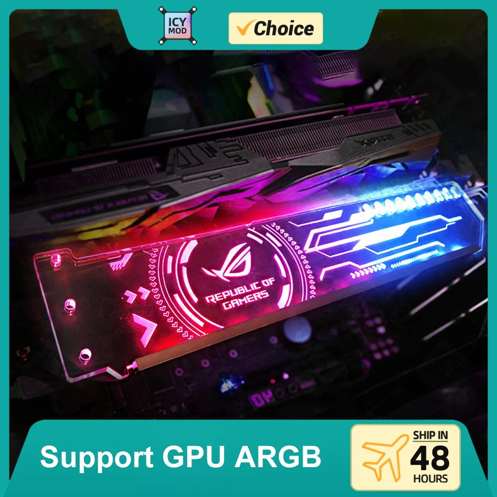 Support VGA transparent horizontal ARGB pour carte vidéo, refroidisseur ...