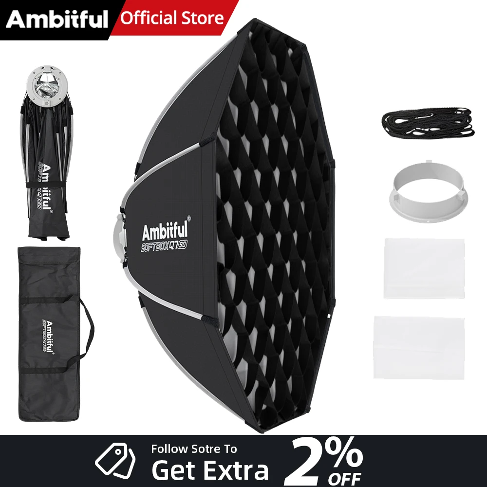 AMBITFUL Q7 Series Quick-Release Softbox Side Wing Open Octagon Softbox ...