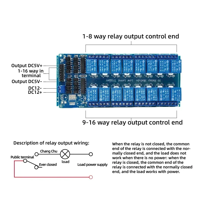 16-Channel-Relay-Shield-Module-DC-5V-12V-With-Optocoupler-LM2576-Microcontrollers-Interface ...