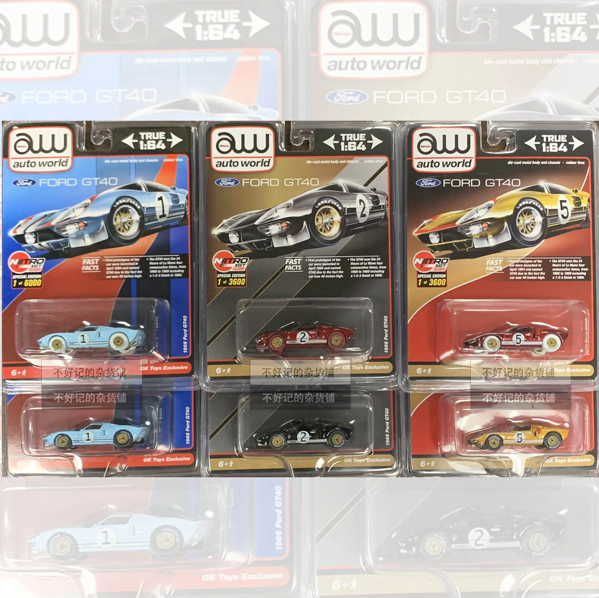 AW AUTO WORLD 포드 GT40 걸프 르망 레이싱 컬렉션, 다이 캐스트 합금 트롤리 모델 장식품, 1:64 ...