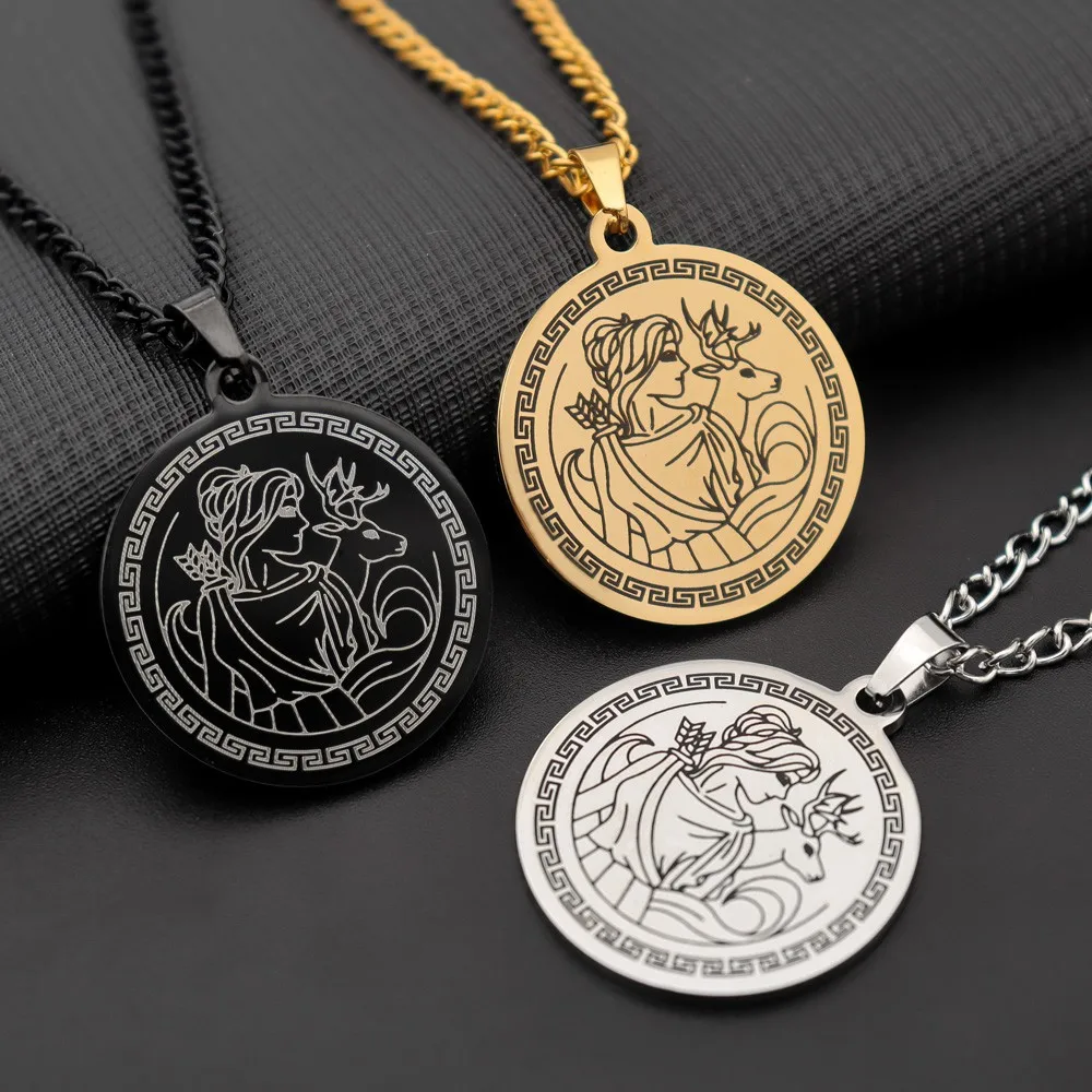 New-Vintage-Ancient-Greek-Hunting-Goddess-Artemis-Round-Pendant ...
