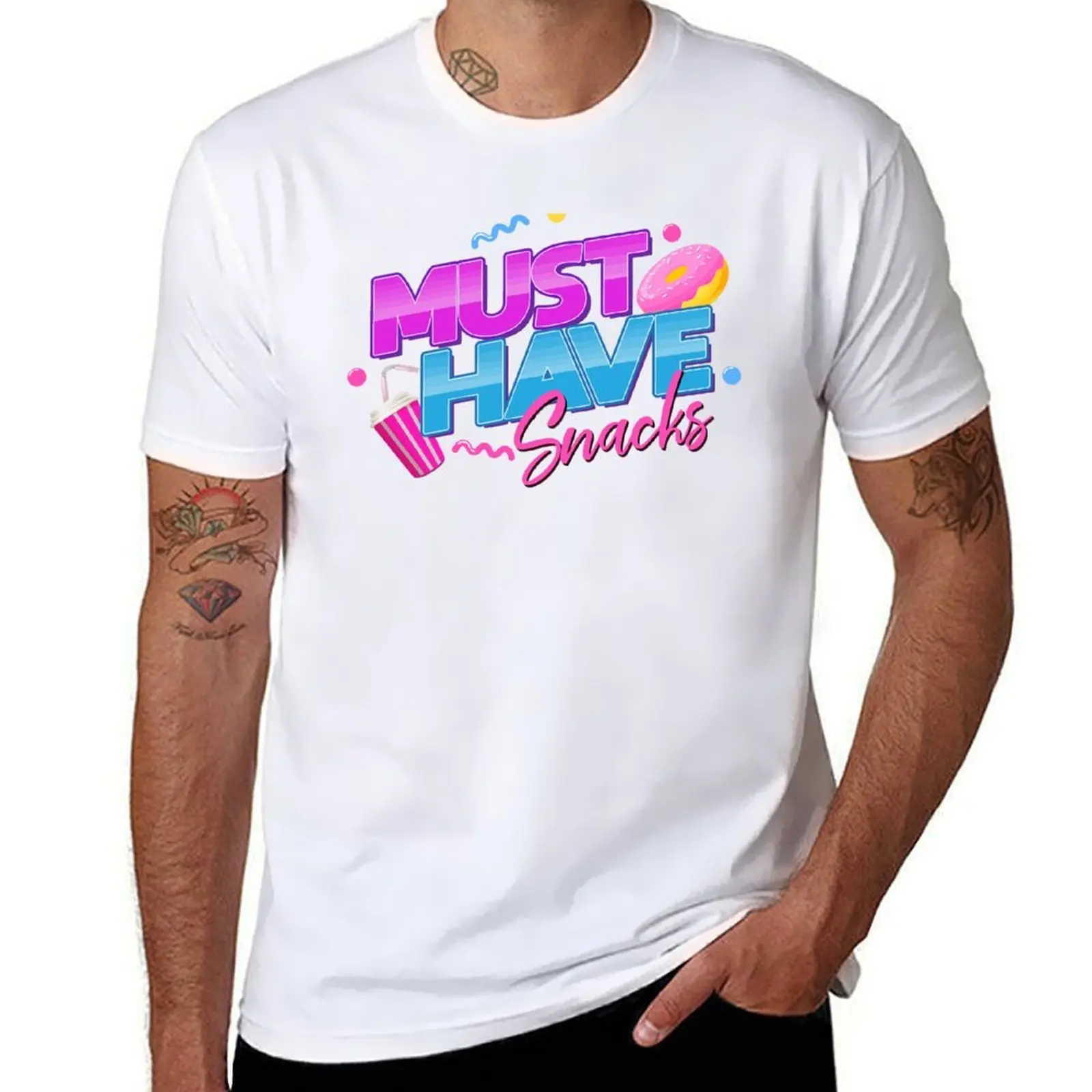 Morejstu Merch More Jstu Must Have Snacks T-Shirt man t shirt summer ...