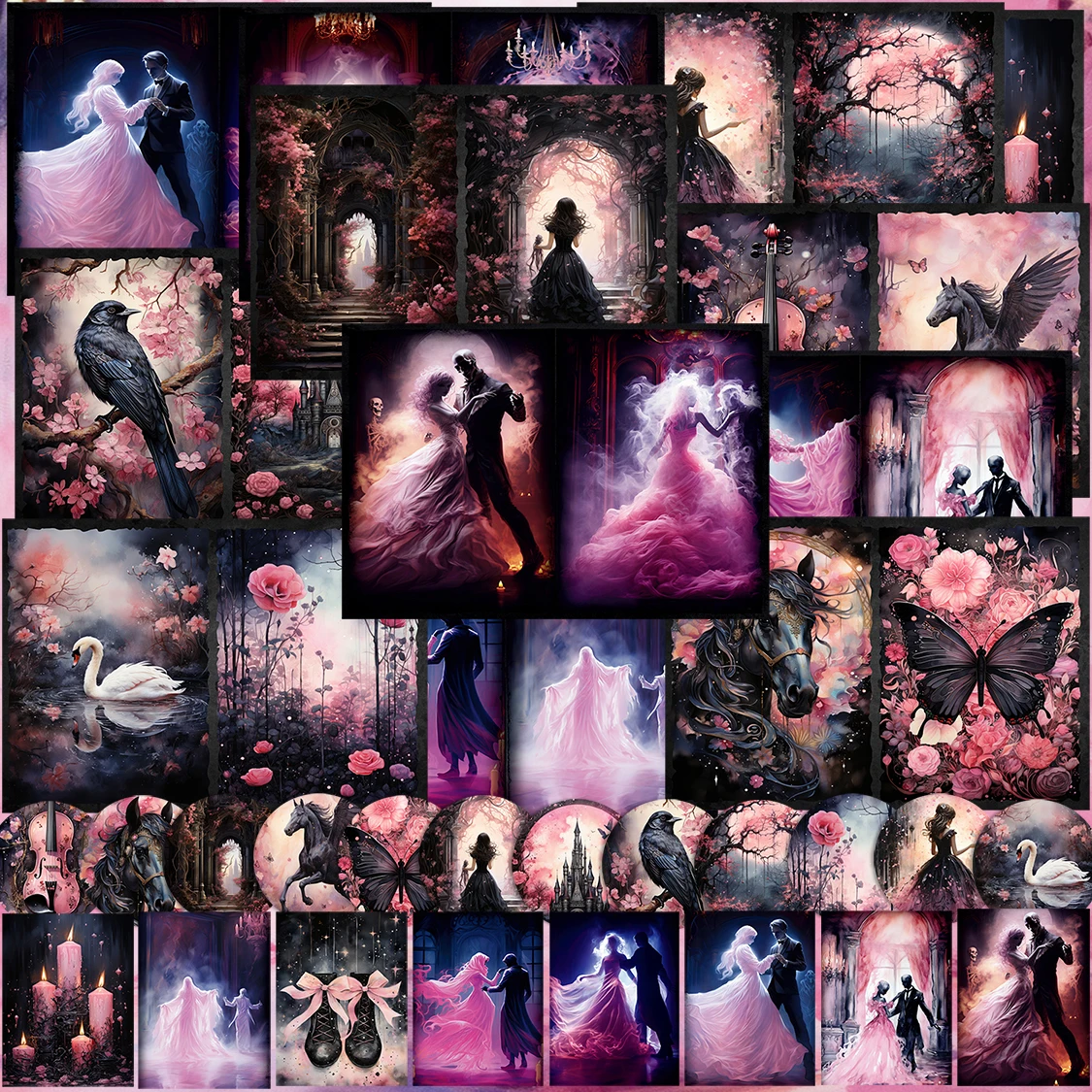 JaiIman-54-pieces-12papers-42stickers-A5-Pink-Gothic-Style-Junk-Journal ...