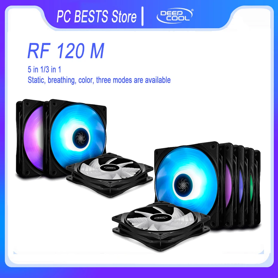 DEEPCOOL-RF120M-3in1-5in1-120mm-Case-Fan-PWM-12V-4PIN-RGB-Computer-Case ...