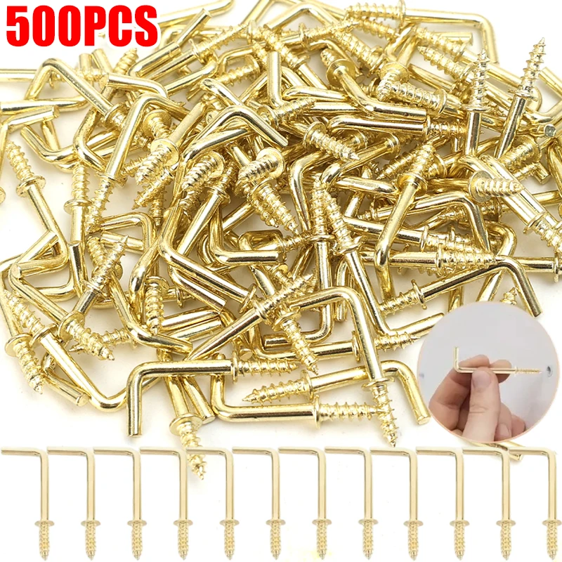 500/100pcs Mini Screw Hook Copper Right-Angle Wall Hanging Hooks L ...