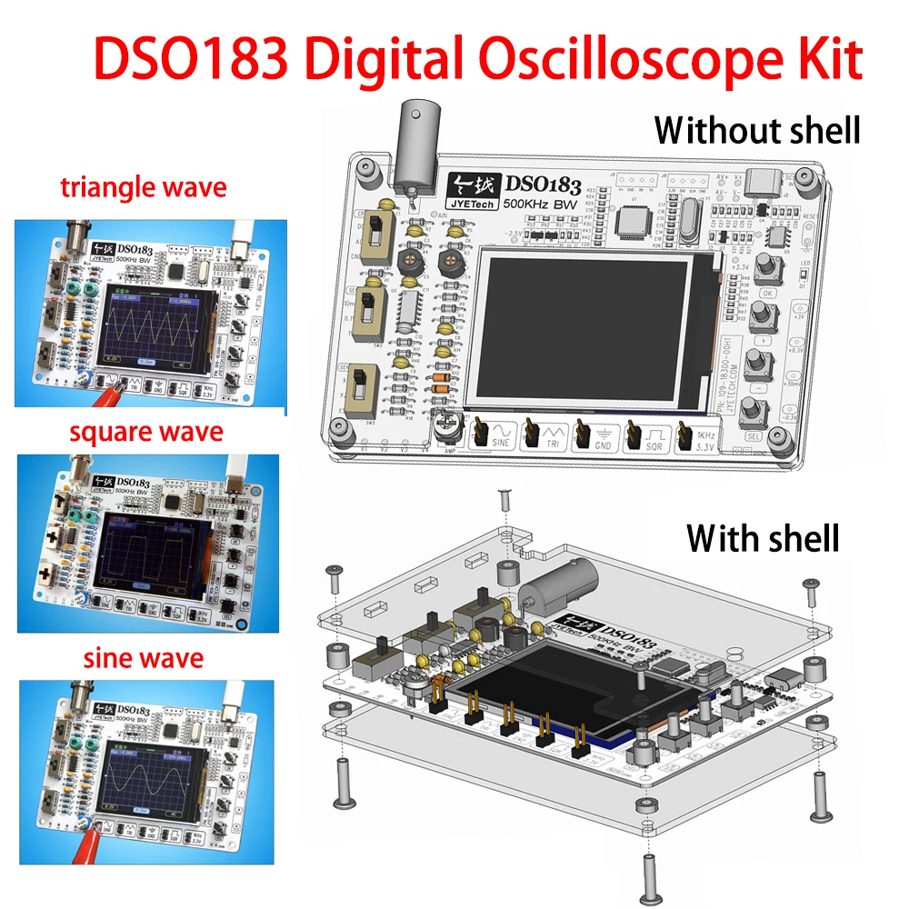 DSO183 マイクロコントローラーキット DIY ミニ LCD デジタルオシロスコープキット電子溶接トレーニング生産部品 0-500KHz ...