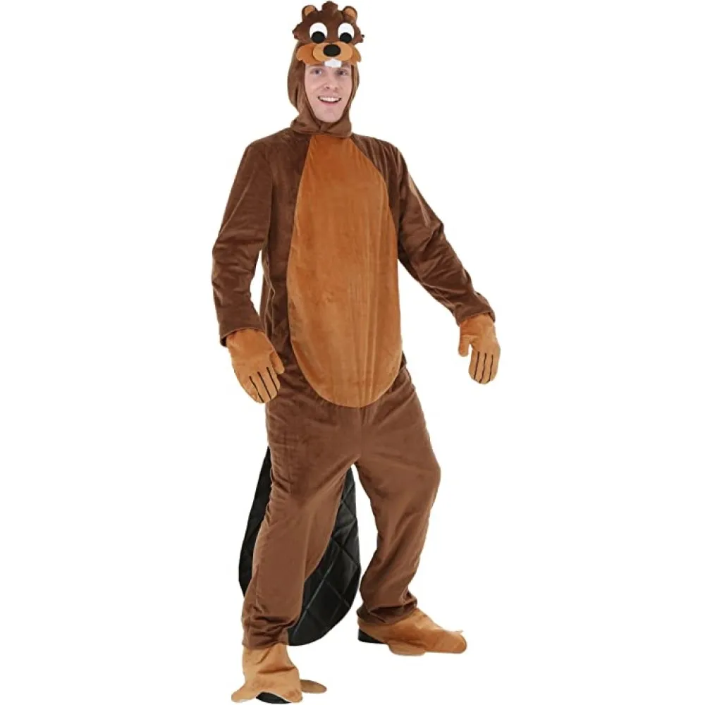Adult-Busy-Beaver-Costume-Animal-Short-PLush-Cosplay-Jumpsuit-for-Party ...