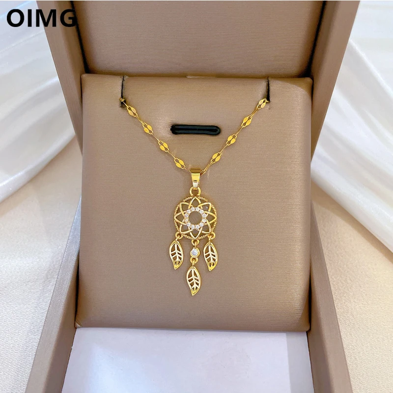 OIMG 316L Stainless Steel Temperament Luxury Jewelry Feather Tassel ...