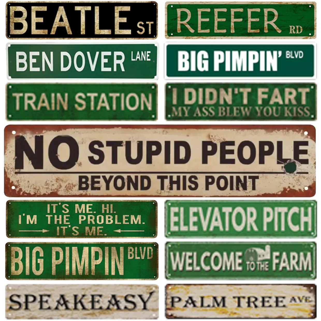 Metal-Tin-Signs-Instagram-Style-No-Stupid-People-Street-Signs-Amusement ...