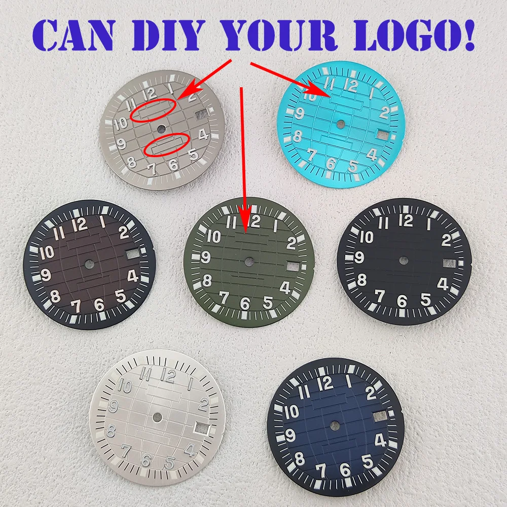 31mm-watch-dial-green-Luminous-with-date-window-3-o-clock-watch ...