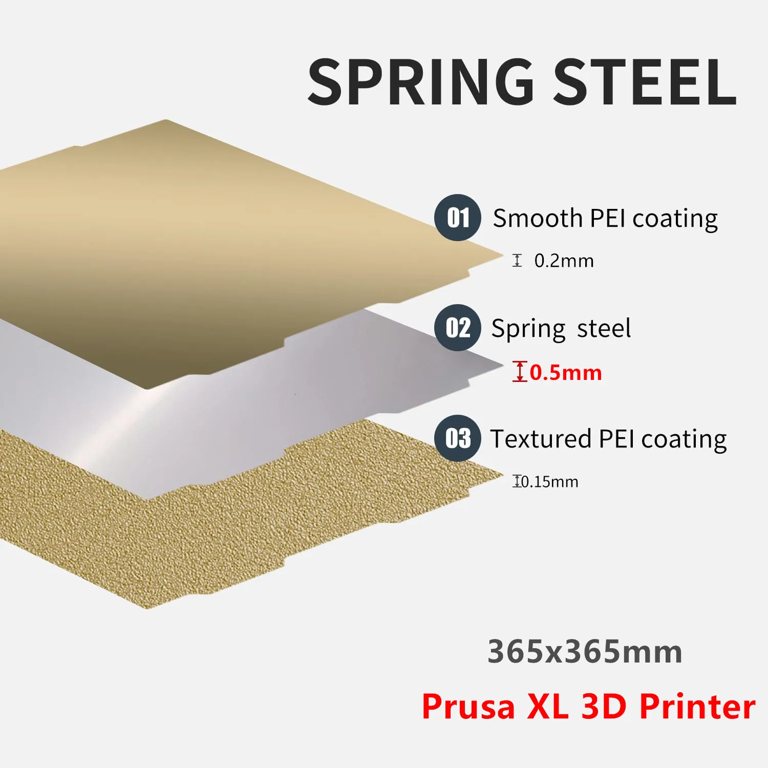Double Sided PEI Build Plate for Original Prusa XL 3D Printer 365x365mm ...
