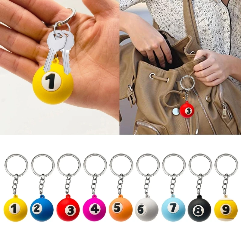 NO.1 to NO.9 Billiards Keychain for Women Men Fashion Mini Round Balls ...