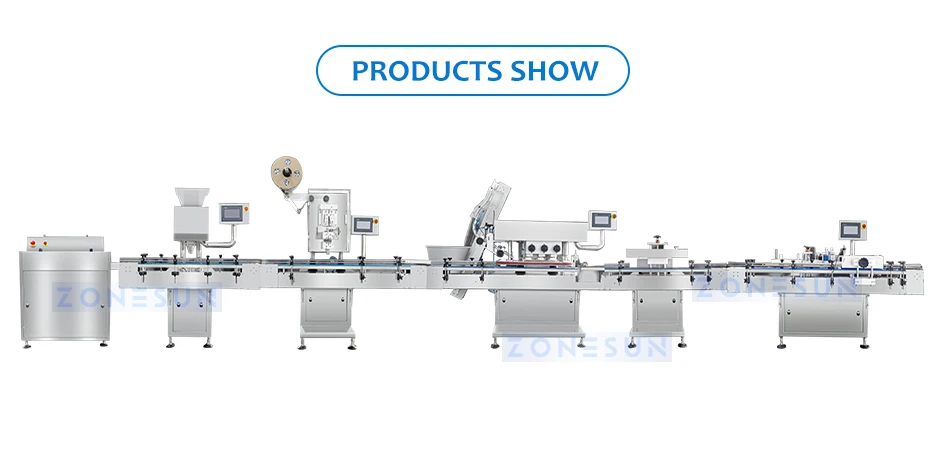 ZONESUN Automatic Candy Packaging Line Filling Capping Sealing Labelin