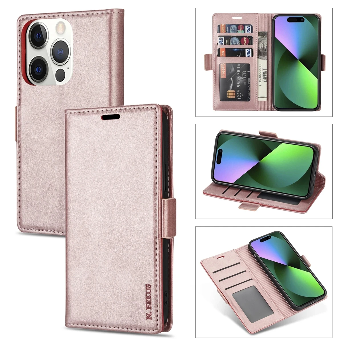 Leather-Magnetic-Closing-Clasp-Phone-Case-for-IPhone-13-12-Mini-15-14 ...