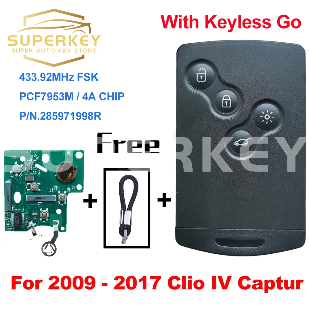 Superkey 285971998r Keyless Smart Key Pcf7953m 4a Chip 433 Mhz For 2009 ...