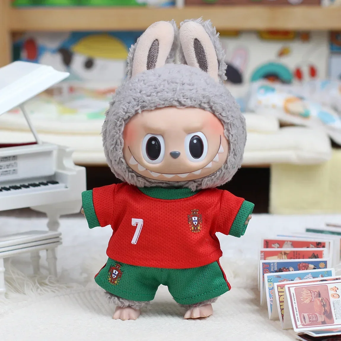 17cm Labubu Football Uniform Sports Outfit Heart Pounding Macaron ...