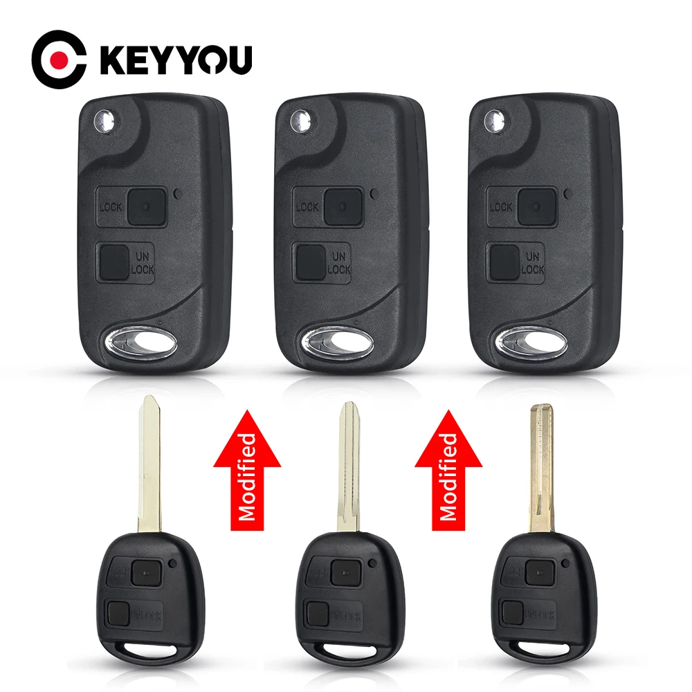 KEYYOU Folding Flip Car Key Shell For Toyota Yaris Carina Corolla ...