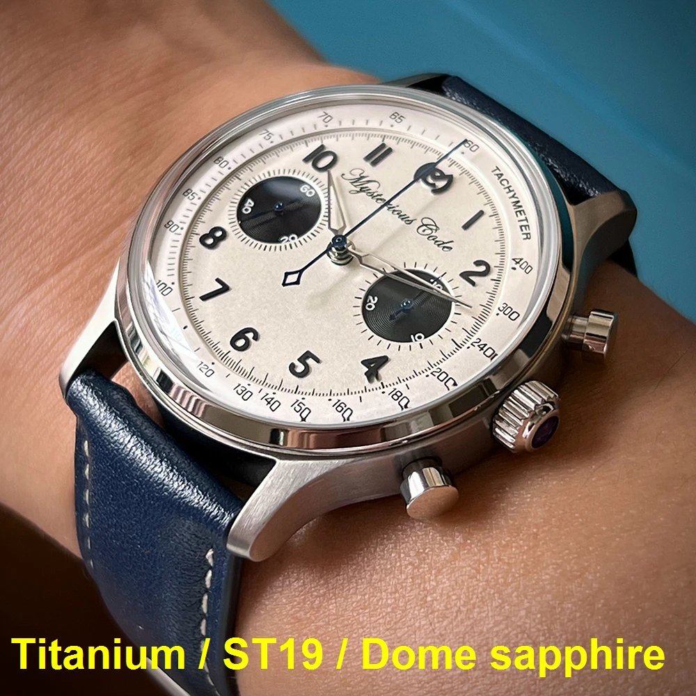 Titanium Pilot Watch ST19 Chronograph Mechanical Wristwatches Men 40mm ...
