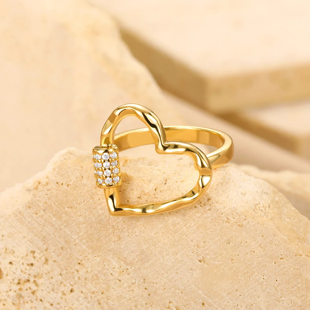 Zircon Heart Rings For Women Fashion High Quality Stainless Steel ...