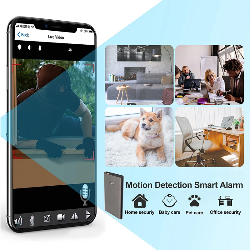 Mini caméra sans carte TF-Mini Caméra Invisible 4K HD Power Bank, Wifi ...