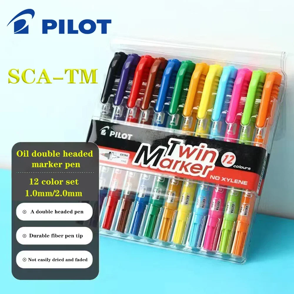 12 Color/set Pilot Markers Pen SCA-TM Double Head Oil Based Colored ...