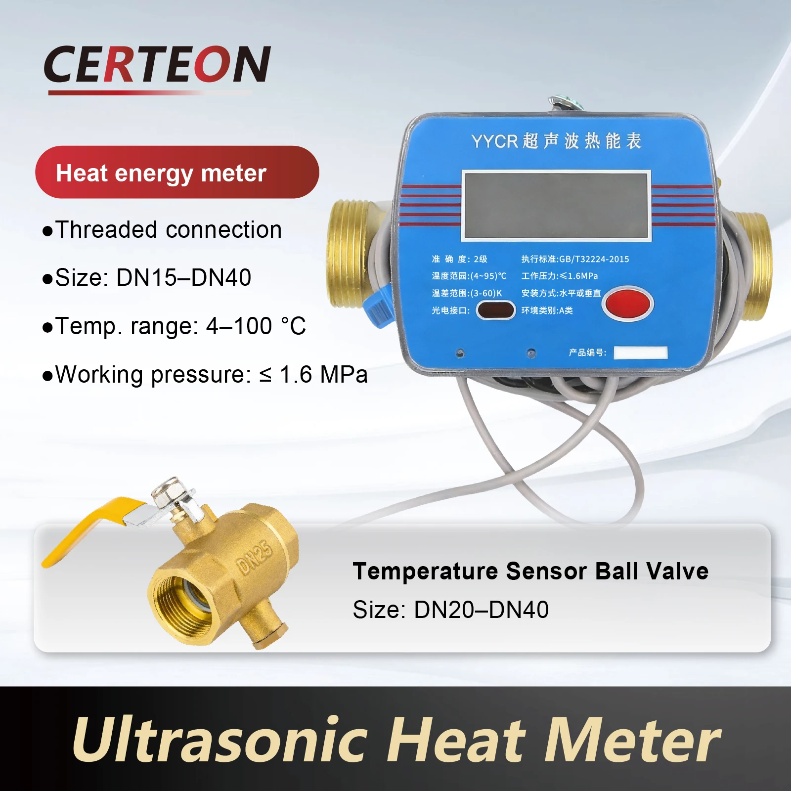 Ultrasonic Heat Meter Thermal Energy Meter Smart Energy Meter DN15~DN40 ...