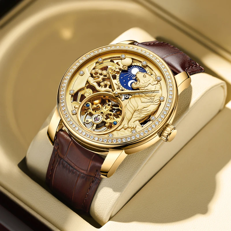 AILANG Golden Tiger Watch Fashion Classic Diamond Men's Watch ...