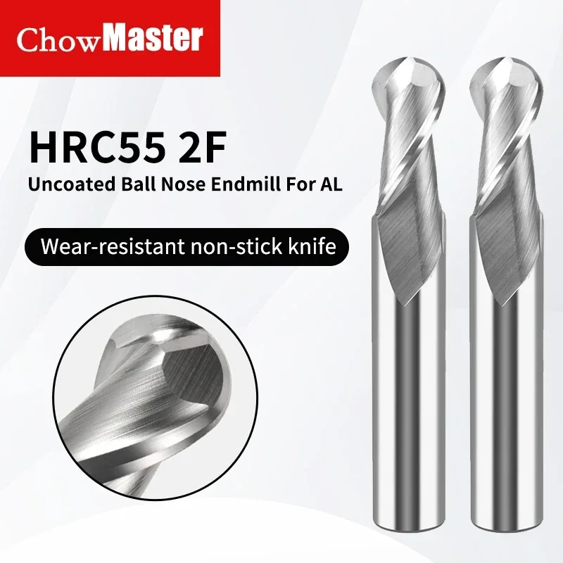 Chowmaster-HRC55-2F2-Flute-Ball-Nose-End-Mill-Tungsten-Carbide-Cutter ...